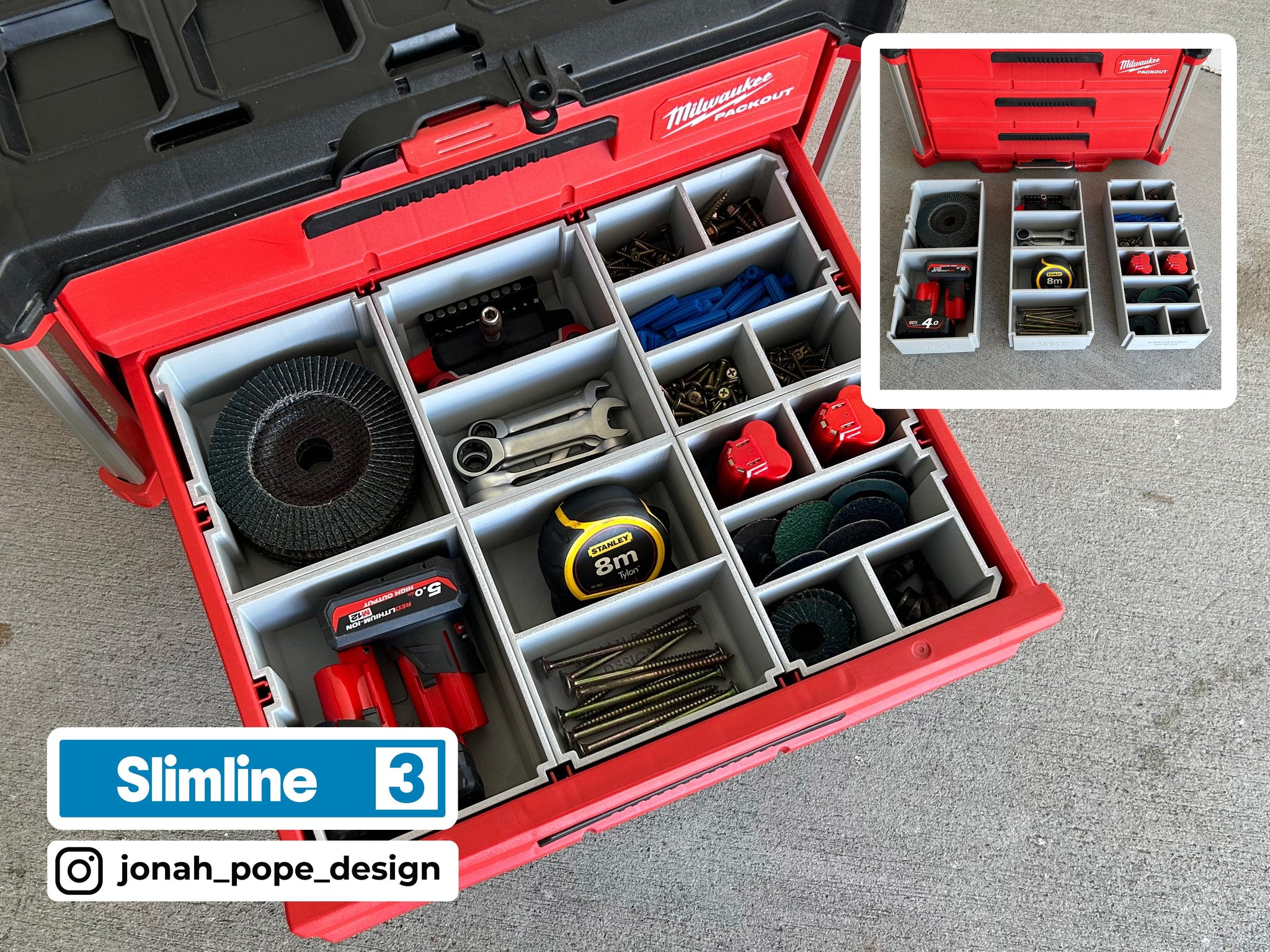 Slimline Packout Drawers Organizer Tubs Inserts (Gray/White) - Jonah P ...
